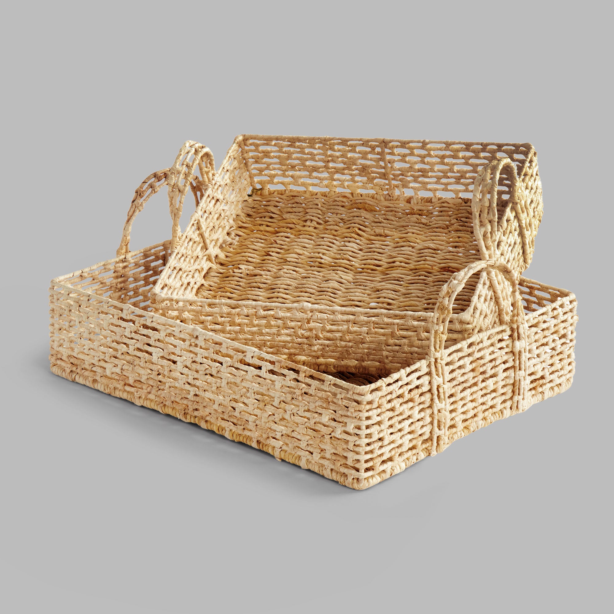 abaca nesting rectangular trays (set of 2) | parker + gibbs